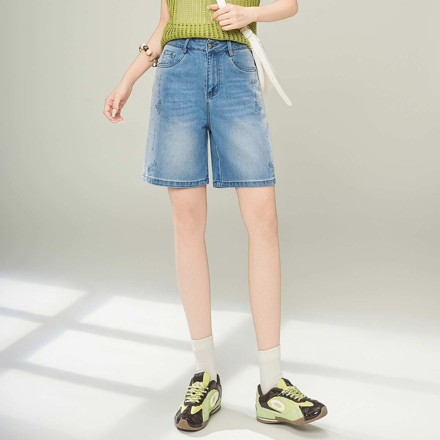 复古风五分牛仔短裤女2026夏季新款高腰宽松直筒小个子百搭气质