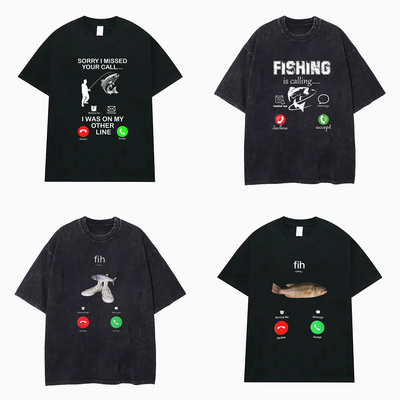 Fih钓鱼短袖T恤衫Calling Remind Me Message Decline Accept TEE