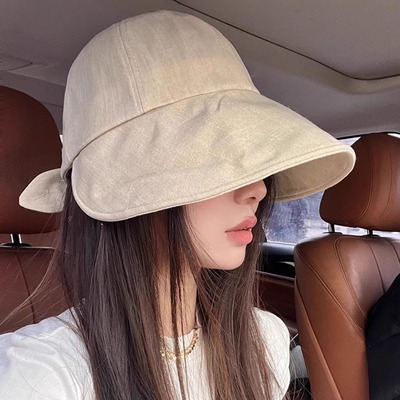 日本RX春夏鸭舌遮阳帽女可折叠防紫外线蝴蝶结渔夫帽子防晒太阳帽