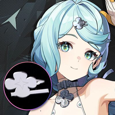 绝区零席德COS发夹白色四叶草头饰发卡芙罗拉白色滑板车恶魔Seed