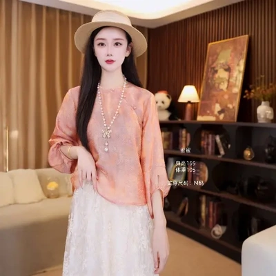 【桃花月】新中式国风春夏显瘦显白小衫MCHSY0590