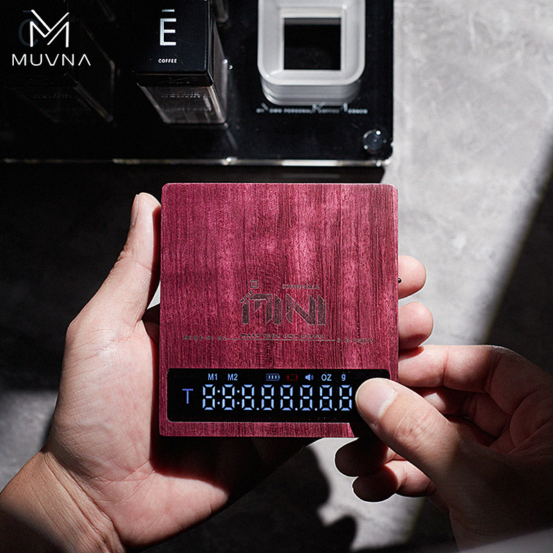 MUVNA慕威纳意式咖啡豆实木电子秤胡桃木mini智能手冲咖啡计时称_虎窝淘