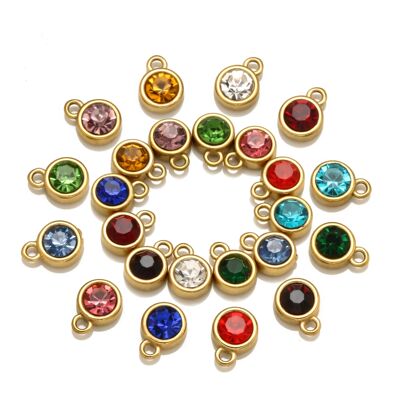 5Pcs Birthstone Charms for Jewelry Making Stainless Steel Cr
