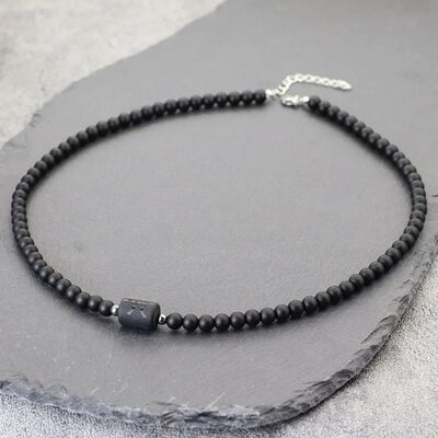 Fashion 12 Constellations Necklace For Men 6mm Black Onyx 19