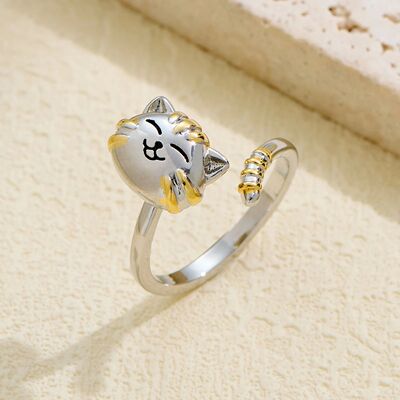 Cartoon Cute Animal Cat Rotating Ring for girl fidget metal