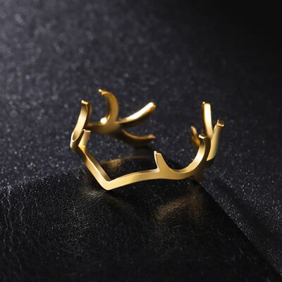 Deer Antler Finger Ring Stainless Steel Gold Color Supernatu
