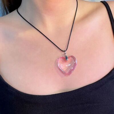 Fashion Punk Heart Crystal Necklace Gothic Vintage Red Heart