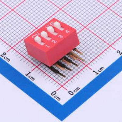 DSDA04LHGETR 2.54mm 宽体红色4位弯脚90°拨码开关 - 拨码开关