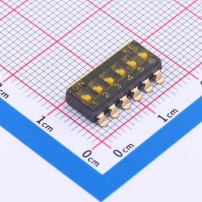 DSIC06TSGET 2.54mm 6位贴片平柄贴膜拨码开关 SMD-12P,6x15.2mm