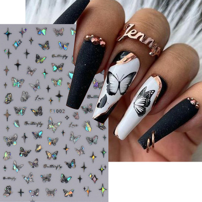Butterfly Nail Sticker Black And White Laser Liquid Butterfl