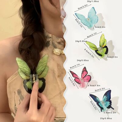 French Elegant Butterfly Hair Claw Acrylic Claw Clip Tempera