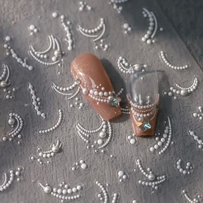 5D quality Pearl Thread Curtain Nail Art Stickers French Lin