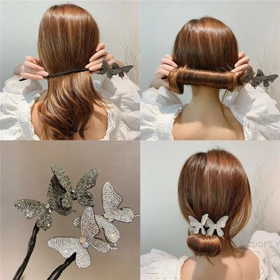 Korean Fashion New Hairpin Bun butterfly braided hair style