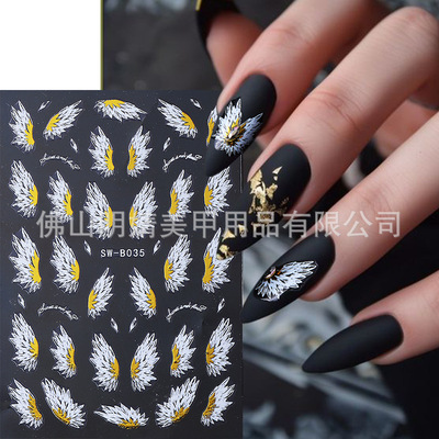 Nail Stickers Angel Wings Gilded Magic Black Butterfly Wings