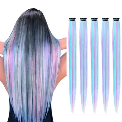 50/55 cm Holographic Hair Accessories Glitter False Hair Tin