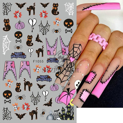 Halloween Nail Stickers Cartoon Halloween Bat Pumpkin Ghost