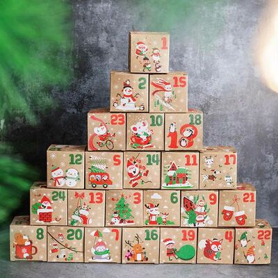 24pcs Christmas Advent Calendar Boxes Xmas Small Gifts Wrapp