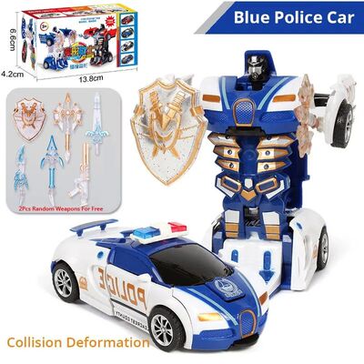 Blue Children's Collision Deformation Police Car Toy Boy Ine