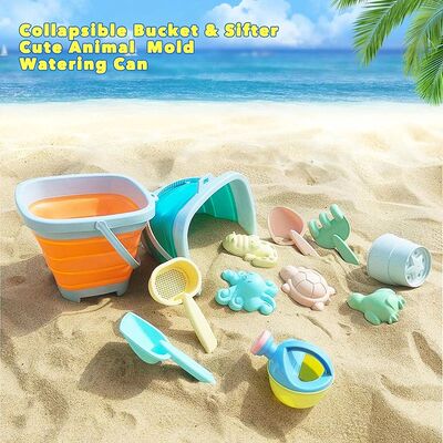 11pcs Beach Sand Toy Set With Big Mesh Bag Sand Mold and Sho