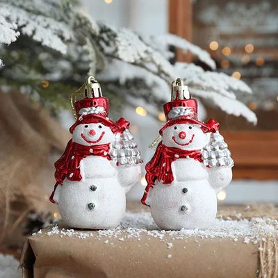 2pcs Christmas Tree Ornaments Snowman Crutch Elk Xmas Tree P