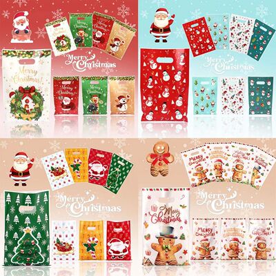 50Pcs Christmas Santa Candy Bags Christmas Goodie Cookie Bag