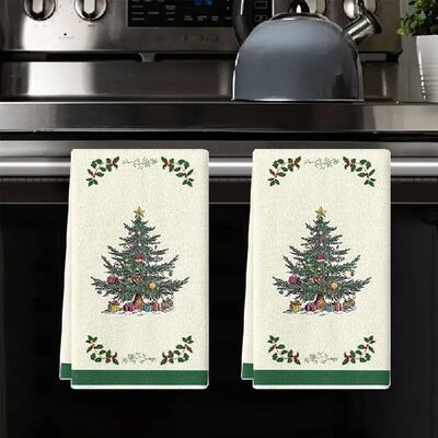 2Pcs Christmas Tree Kitchen Towels 40Cm*60Cm Towel Set Super