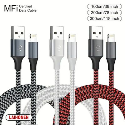 1M 2M 3M USB A To Lightning MFi Certified Cable For iPhone 14 13 12 11 X XR Pro Max Quick Charging C