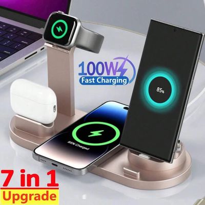 7In1 Wireless Charger Stand Pad For iPhone 15 14 13 12 11 X