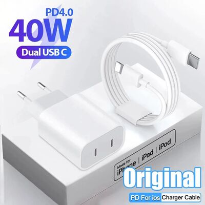 40W Dual USB C PD Charger Quick Charge USB-C Type C Quick Phone Charger Adapter for iPhone 15 14 13