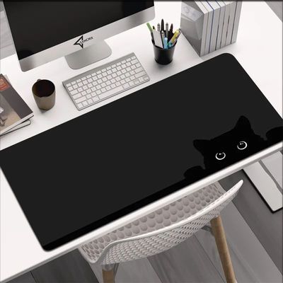 Black Mouse Pad Kawaii Cat Cute Desk Mat Laptop Gaming Mouse