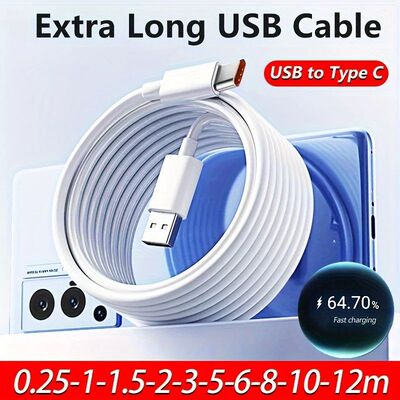 Extra Long USB-C Quick Charging Cable For Galaxy S24 S23 S22 13 Redmi Honor OPPO VIVO Oneplus Androi