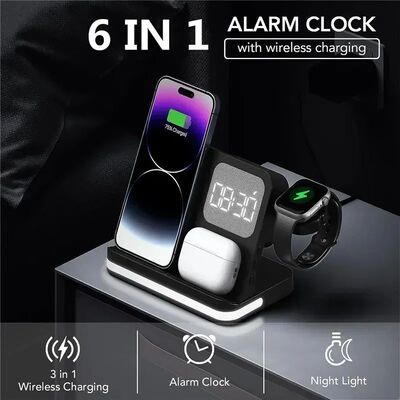 6In1 Wireless Charger Stand For iPhone Samsung S23 S22 Ultra