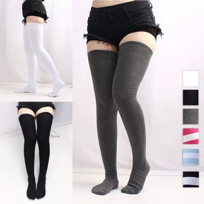 1 Pair Women‘s Over The Knee Socks Combed Cotton Thigh High