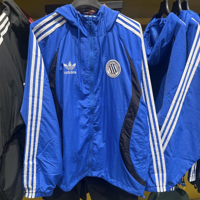 阿迪达斯ADICOLOR三叶草男女宽松连帽梭织夹克复古外套 JL8360