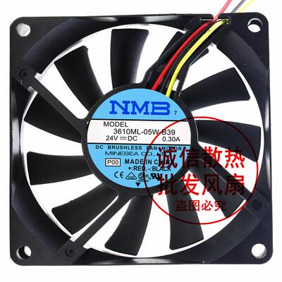 原装NMB 3610ML-05W-B39 24V 0.30A 8015 8CM 3线变频器散热风扇