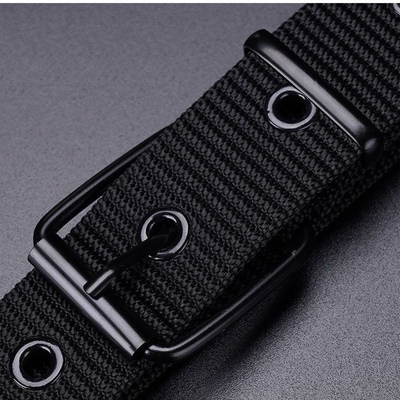 百搭韩版男全孔腰带军训针扣皮带中老年男士加长帆布编织裤带尼龙