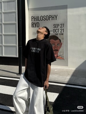 夏季字母小众美式短袖T恤男款印花新款复古圆领潮牌高街重磅上衣