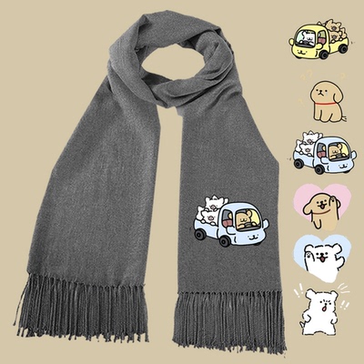 马尔济斯线条小狗卡通联名围巾