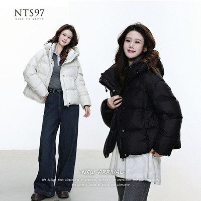 NTS97短款连帽白鸭绒保暖羽绒服