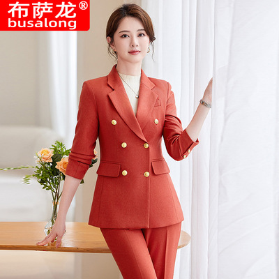 新款布萨龙busalong女长袖职业西服西裤正装套装工作服女9303