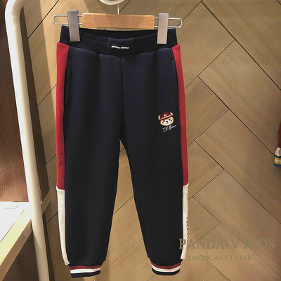 chris童装25秋冬款男童厚款加绒保暖长裤儿童运动裤松紧针织裤子
