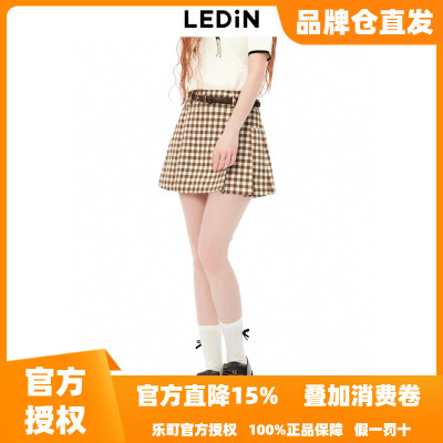 【商场同款】乐町少女A字半身裙学院风细格纹防走光短裙C1GEE3129