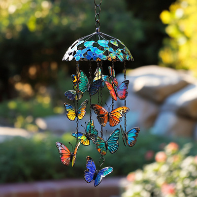 跨境热销Butterfly Wind Chime Decoration户外庭院蝴蝶风铃装饰