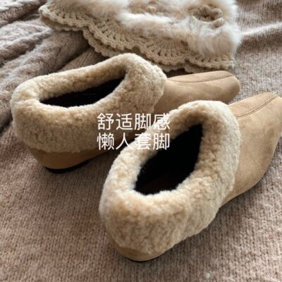 韩国ins冬季保暖厚底毛毛鞋女