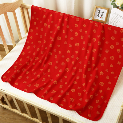 婴儿纯棉a类包巾红色新生儿包单