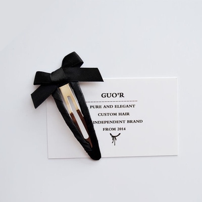 韩国水滴夹bb夹刘海边卡成人黑色中号蝴蝶结发夹丝带顶夹边夹百搭