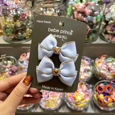 10.27韩国bebeprince儿童发饰金属爱心蝴蝶结夹边夹发夹