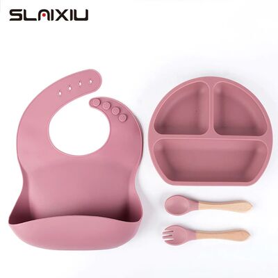 4PCS Silicone Children Tableware Baby Feeding Set Silicone D