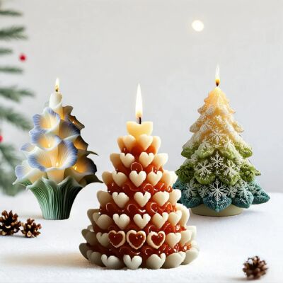 Creative 3D Christmas Tree Candles, Silicone Moulds, Modelin