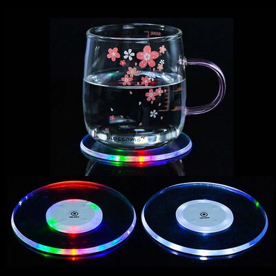 LED Coaster Acrylic Bar Cocktail Flash Base Mats Crystal Ult